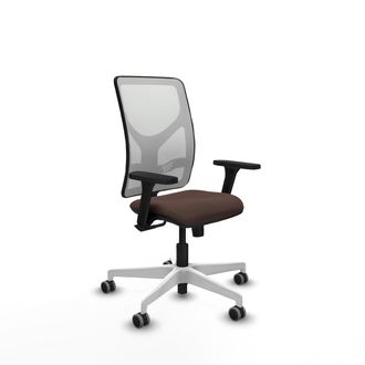 Piqueras y Crespo Drehstuhl mit 3D-Armlehnen, h&ouml;henverstellbare Lendenwirbelst&uuml;tze, ausgestattet mit 3 Positionen und Schneideschaum, Wei&szlig;/Dunkelbraun