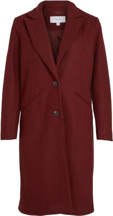 Vila Damen Vivalji Long Coat - Noos Wollmantel, Fired Brick, 34 EU