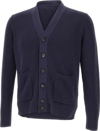 FILIPPO DE LAURENTIIS Homme, Pulls, Bleu, Taille: XL Cotton Cardigan