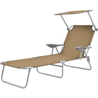 vidaXL Vidaxl - Sonnenliege Klappbar mit Sonnenschutz Stahl Taupe
