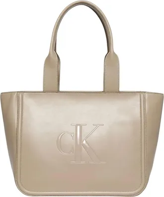Calvin Klein Damen BOLD CK MEDIUM TOTE LV04F3218G Tote, Braun (Desert Taupe), Einheitsgr&ouml;&szlig;e, Braun (Desert Taupe), One size