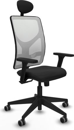 Piqueras y Crespo B&uuml;rostuhl, schwarz, mit 3D-Armlehnen, h&ouml;henverstellbarer Lendenwirbelst&uuml;tze und festem Kopfteil, ausgestattet mit 3-fach Sincro und Schneideschaum, We