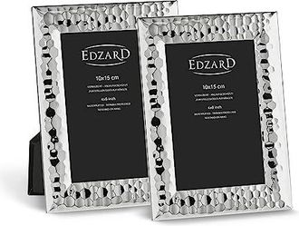 Edzard Set de 2 Cadres Photo Gubbio pour Photo 10 x 15 cm, argent&eacute; pr&eacute;cieux, prot&eacute;g&eacute; Contre Le ternissement, avec 2 suspensions