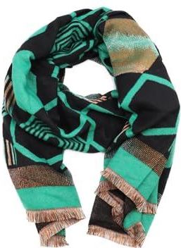 Queen Helena Écharpe Chaude dHiver à Motif pour Femme SC204 vert, Taille unique