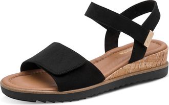 Tamaris Damen Keilsandalen, Frauen Sandalen,TOUCHit-Fu&szlig;bett,Schleifen,Strass-Steine,schwarz,braun,Rose,blau,grau,Navy,Amazon,rot,Black,38 EU