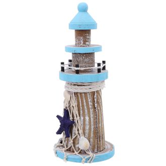 BESPORTBLE Meditative Leuchtturmfigur Holz 19cm Mediterranes K&uuml;stenmotiv Vintage Tischdeko K&uuml;stenstil f&uuml;r Wohnraum und Party