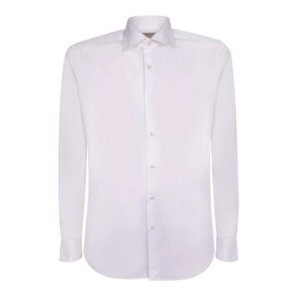 Dell'Oglio Homme, Chemises, Blanc, Taille: XL Chemise &agrave; Manches Longues en Twill de Coton