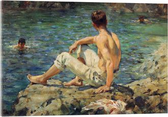 Posterlounge Gr&uuml;n und Gold Acrylglasbild von Henry Scott Tuke 60 x 40 cm Wandbilder Wanddeko