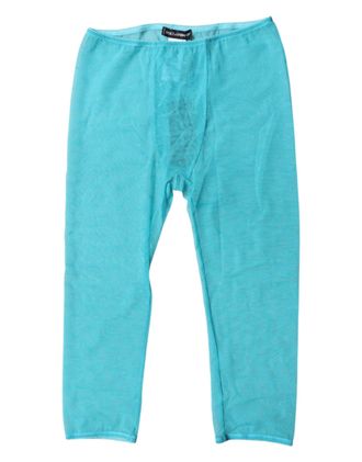 Dolce & Gabbana Womens Blue Logo Lace Lingerie Cropped Tight Underwear Light Nylon Elastane Clothing