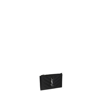 Saint Laurent Womens Black Calf Leather Bos Taurus Wallet