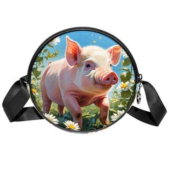 Generic Sac &agrave; bandouli&egrave;re rond pour femme, petit sac &agrave; bandouli&egrave;re avec fermeture &eacute;clair, bretelles r&eacute;glables, style d&eacute;contract&eacute;, pour femmes et filles