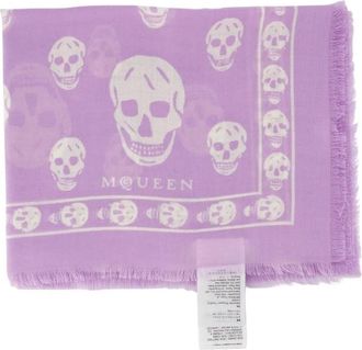 Alexander McQueen Alexander McQueen T&uuml;cher & Schals - Skull Motif Silk Scarf With Fringed Edges - Gr. unisize - in Lila - f&uuml;r Damen