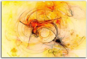 Paul Sinus Art Abstraktes Wandbild 120x80cm Abstrakt233 rot orange gelb beige schwarz Kunstdrucke auf Leinwand fertig bespannt Einteiler