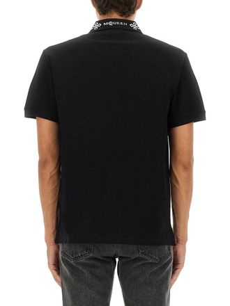 Alexander McQueen Logo-Embroidered Collar Polo Shirt - Black