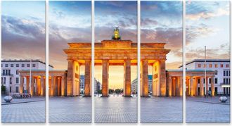 Islandburner Bild auf Leinwand Brandenburger Tor Sonnenuntergang Berlin Architektur Wahrzeichen Bilder Wandbilder Poster