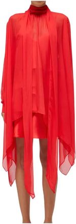 Blugirl Femme, Robes, Rouge, Taille: 40/42 FR Abito sottoveste in raso coordinato cappa in georgette di viscosa collo arricchito da fiocco