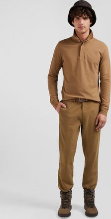 Eden Park Polo Manches Longues En Piqu&eacute; Coton Noisette Coupe Slim