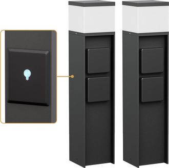 LEDs Com 2 Stück Wegelicht/Pollerleuchte PODEL für außen, IP44, Smart Home, WLAN, Alexa, 39 cm, schwarz, 1x G9 max. 10W, 2 Steckdosen