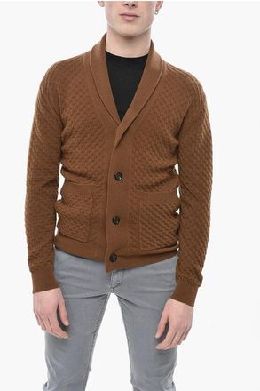 Paolo Pecora Virgin Wool Cardigan with V-Neck size M