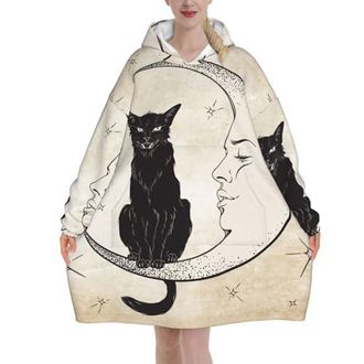 Generic Sweat &agrave; capuche Black Crows Under Full Moon pour femmes et hommes adultes surdimensionn&eacute;s pour une couverture douce et chaude