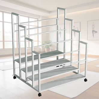 Generic Aufbewahrungsregal for Yogamatten, Organizer for Heim-Fitness-Zubeh&ouml;r mit R&auml;dern Metalllagerregal Gro&szlig;e Kapazit&auml;t Platzsparend for Kurzhanteln(White -