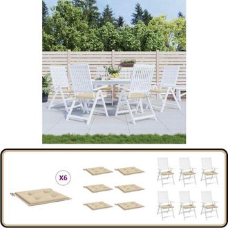 vidaXL Gartenstuhl-Kissen 6 Stk. Beige 40x40x3 cm Oxford-Gewebe - Sitzkissen - Gartenkissen - Balkonkissen - Oxford-Gewebe - Wasserabweisend