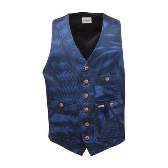 Luis Trenker Bedruckte Foliage Weste in Dunkelblau - - Jackets - Herren - Blau - L