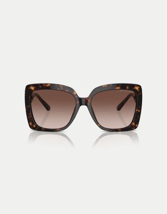 Michael Kors Nice eckige Sonnenbrille mit braunen Gl&auml;sern in dunklem Havanna