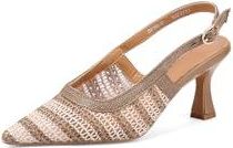 Queen Helena Escarpins Slingback Femme Chaussure &agrave; talon moyen ZM11013, Kaki, 35 EU