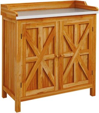 OUTSUNNY Table de rempotage armoire de jardin 2 en 1 bois sapin acier