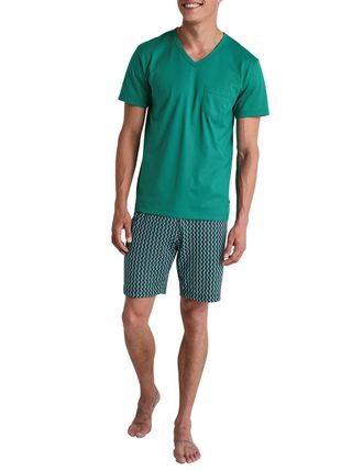 CALIDA Relax Imprint Kurz-Pyjama Herren, aus 100% Baumwolle, pflegeleicht, elastisch und formstabil, in Single Jersey