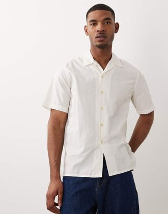 Paul Smith Chemise casual l&eacute;g&egrave;re &agrave; manches courtes et rayures - Blanc