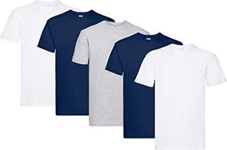 Fruit Of The Loom Lot de 5 t-shirts &agrave; manches courtes, de qualit&eacute; sup&eacute;rieure, pour homme - Multicolore - Medium