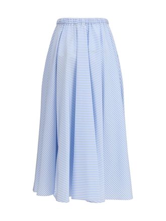 Crida Milano Womens Striped Long Skirt Locorotondo Light Blue Cotton