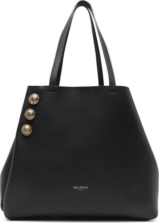Balmain sac porté épaule Emblème - Noir