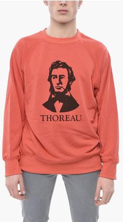 Mountain Research Crewneck Sweatshirt THOREAU in Solid Color With Front Print size S