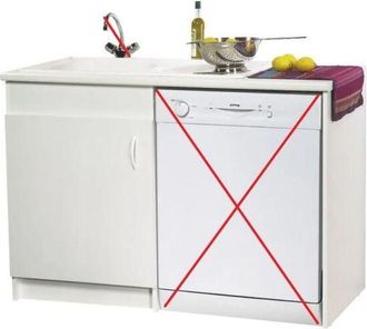 Neova [JAMAIS UTILISE] Meuble Sous-Evier 120cm NEOVA LavVaisselle 1 Porte + Joue Latérale Mélaminée Blanc - RS15V01057