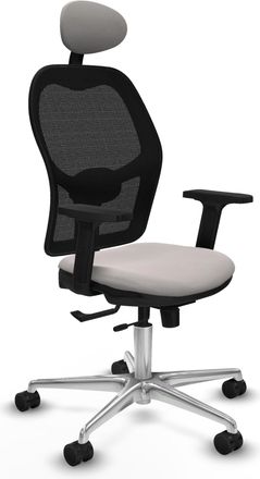 Piqueras y Crespo Wei&szlig;er Computerstuhl mit 2D-Armen, h&ouml;henverstellbarer Lendenwirbelst&uuml;tze und festem Kopfteil, ausgestattet mit Syncro/Traslack und injiziertem Schaums