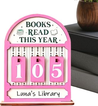 Generic Books Read This Year Counter, Buch Tracker Schild aus Holz, Rustikales Lesetracker Schild, B&uuml;cherregal Buchz&auml;hler Tracker, Leseziele Dekoration f&uuml;r Le