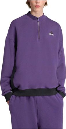adidas Homme, Sweatshirts et sweats &agrave; capuche, Violet, Taille: L Equipment Blocked Half-Zip Sweat &agrave; capuche