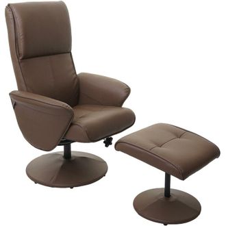 Hhg Relaxsessel Stockholm, Fernsehsessel Relaxliege TV-Sessel mit Hocker Kunstleder, taupe