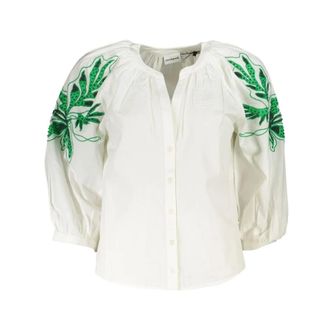 Desigual Femme, Blouses et Chemises, Blanc, Taille: 42 FR T-shirt &agrave; manches courtes