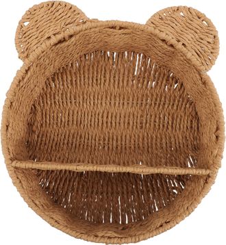 Garneck Geflochtenes Wandregal mit Hängekorb Multifunktionales Aufbewahrungsregal für Wohnzimmer Schlafzimmer Badezimmer Platzsparend und Dekorativ Einfach Wa