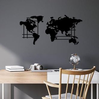 Hanah Home Stylish Black Decorative Metal Wall Accessory, 70 x 33 cm | 100% Metal (1.5 mm Thick) | Easy Wall Mounting | Perfect for Modern Home Decor