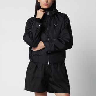 Prada Schwarze Jacke mit Rei&szlig;verschluss aus Re-Nylon