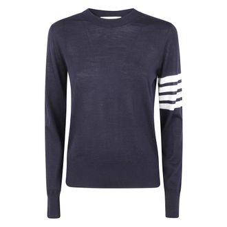 Thom Browne Wool 4-Bar Relaxed Pullover - - Knitwear - Damen - Blau - S