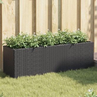 vidaXL vidaXL Jardini&egrave;res avec 3 pots 2 pcs noir 105x30x32 cm r&eacute;sine tress&eacute;e