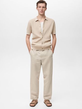 Mango Chemise en maille structurée sable - Homme - XXL - MANGO MAN