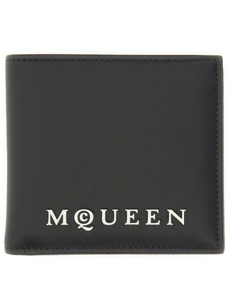 Alexander McQueen Logo-Embossed Calfskin Bifold Wallet - Black