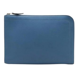 Herm&egrave;s Pre-owned Sacoche en cuir Evercolor - Homme - Pre-owned - Bleu - Taille: ONE Size